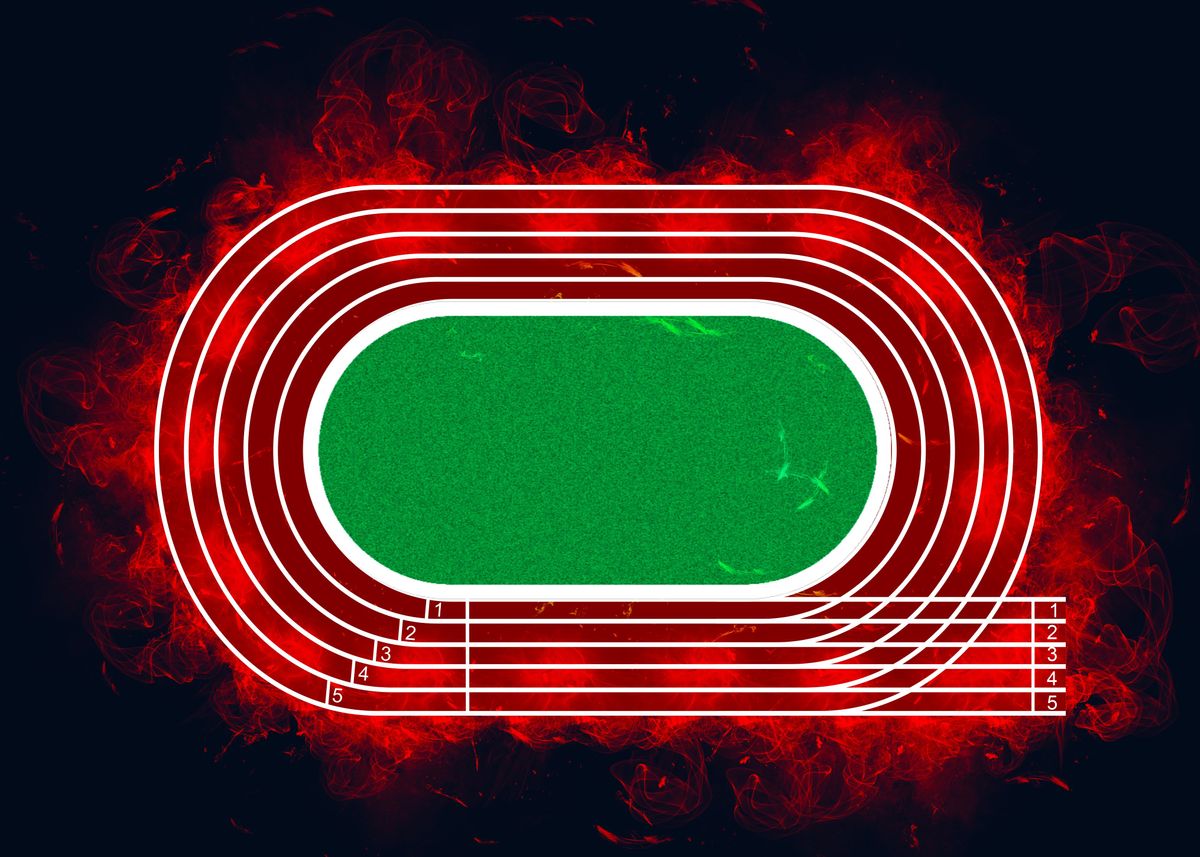 'running track smoke' Poster by Soft Brush | Displate