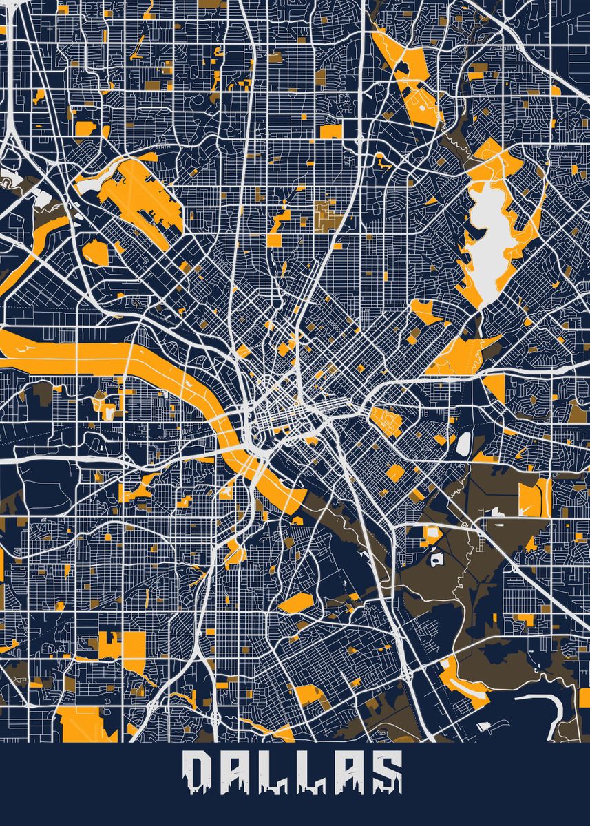'Dallas Map' Poster, picture, metal print, paint by Mccyle Khan | Displate