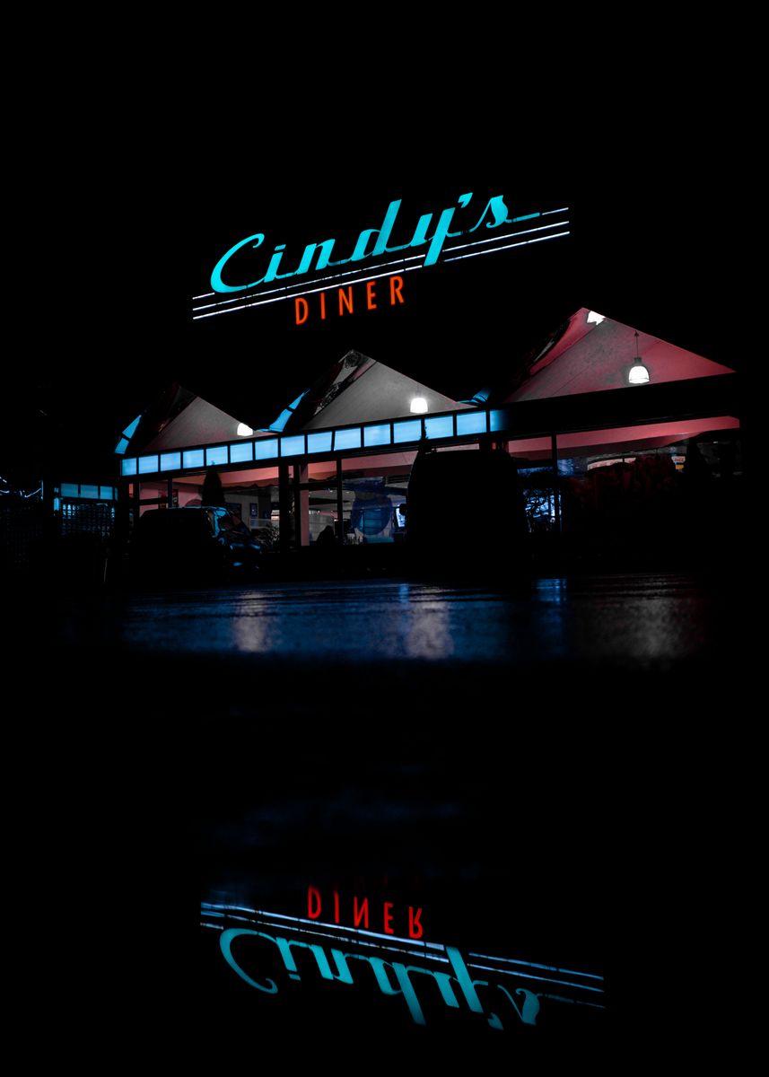 'Neon Diner' Poster, picture, metal print, paint by Marcel Bisig | Displate
