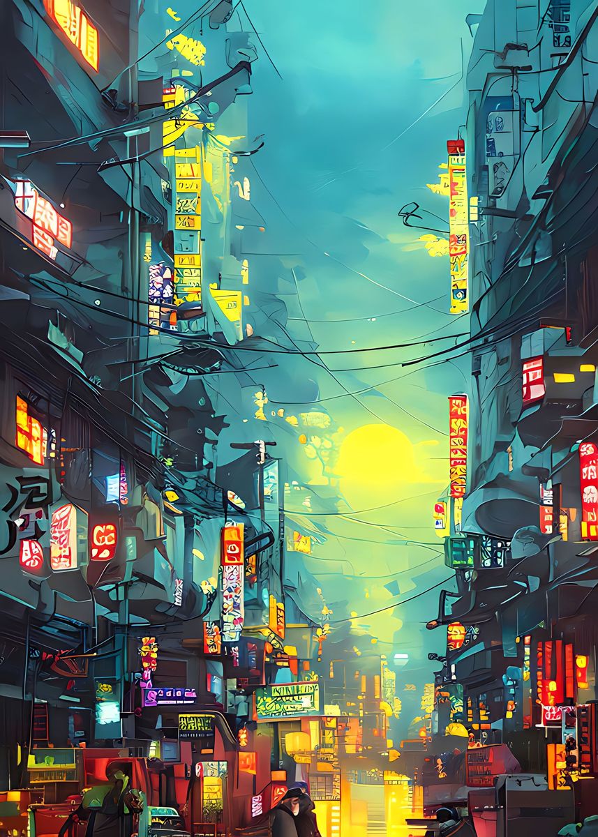 'Tokyo Cyberpunk City' Poster, picture, metal print, paint by Alex Bayu ...