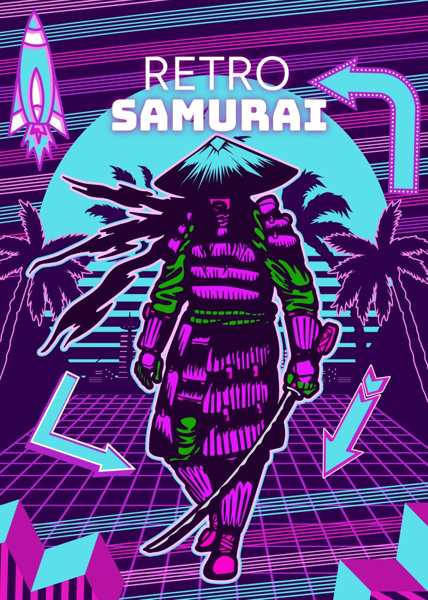 'samurai retro' Poster, picture, metal print, paint by du giang | Displate