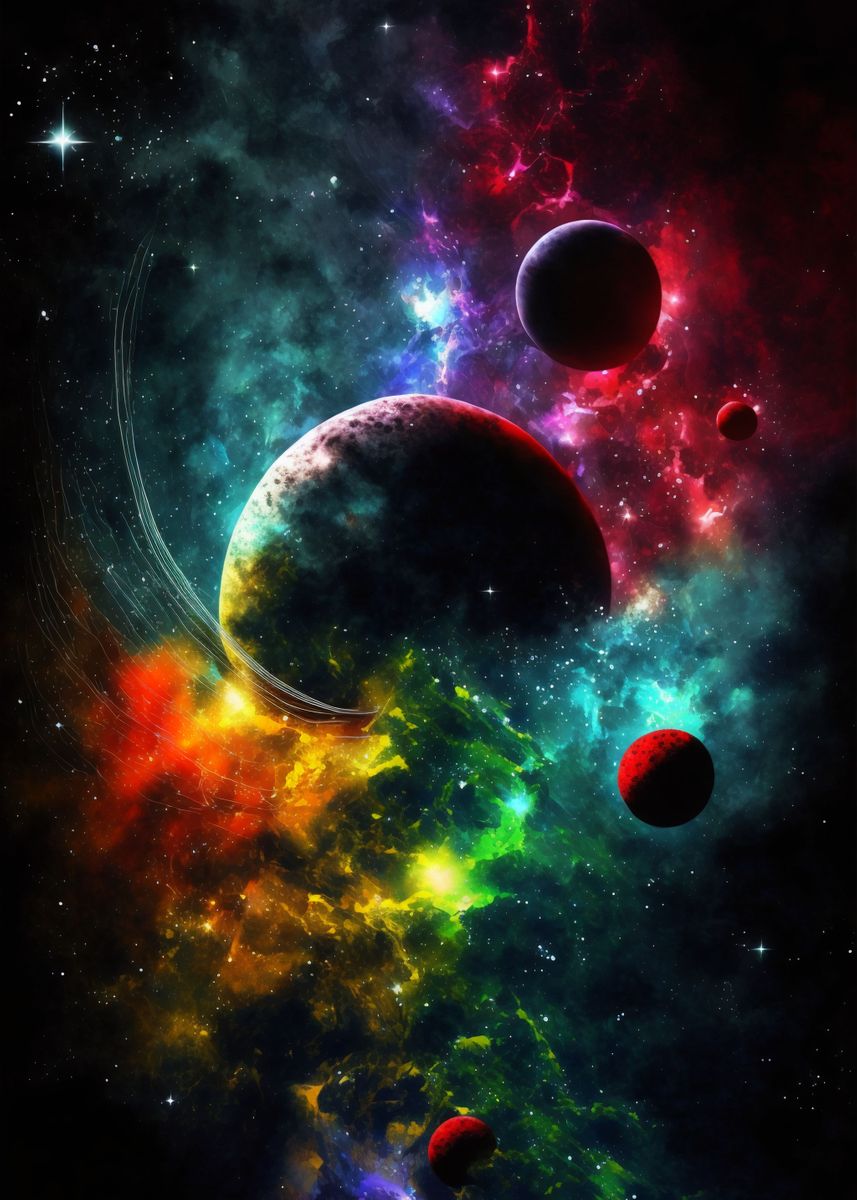 'Collapsion of Planets 10' Poster, picture, metal print, paint by ...