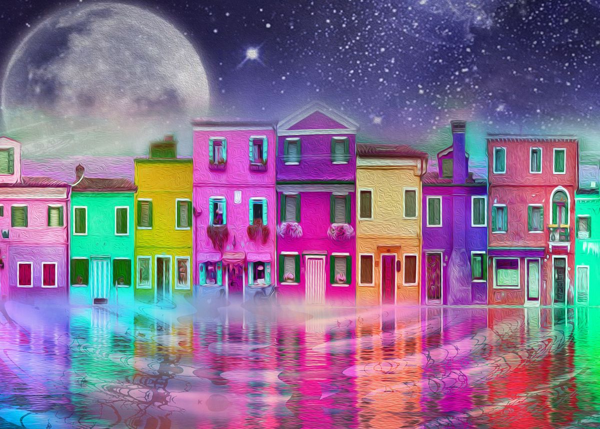 'Multicolor Cosmic City' Poster by MONLart | Displate