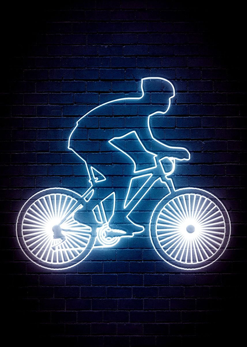 'bicycle neon' Poster, picture, metal print, paint by Soft Brush | Displate