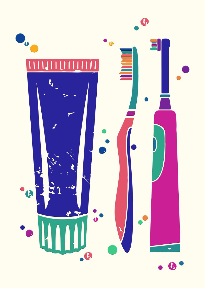 ' Dental Care Tools' Poster, picture, metal print, paint by Dutton Jerrell | Displate