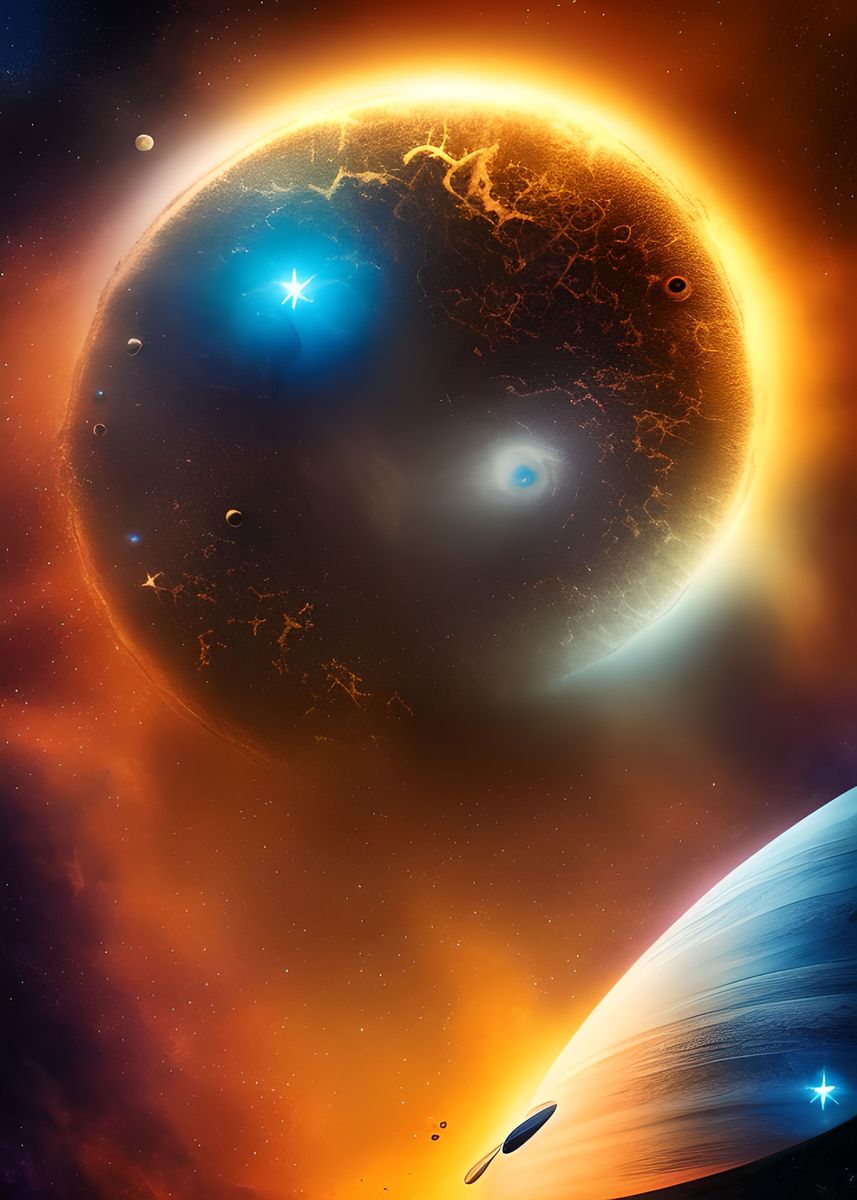 'Neon Meteor' Poster, picture, metal print, paint by Mappingz | Displate