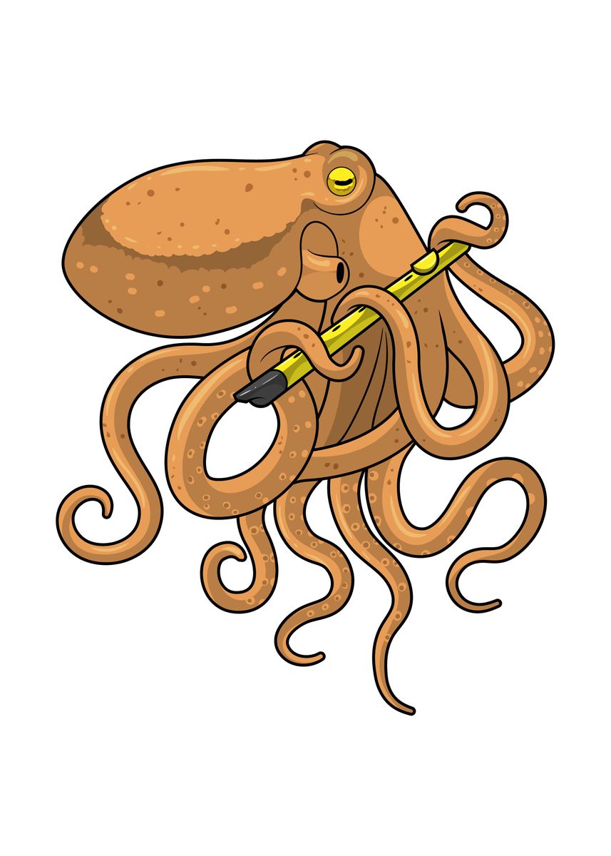 'Octopus Musician Flute' Poster, picture, metal print, paint by Markus ...