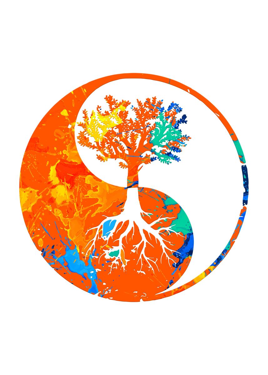 'Yin Yang tree ' Poster, picture, metal print, paint by Denis Siggers ...