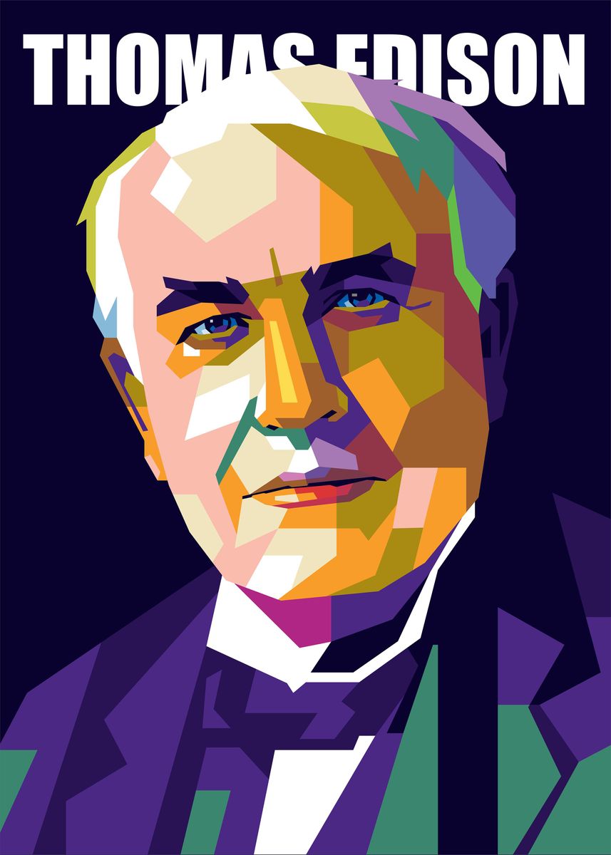 'Thomas Alva Edison' Poster, picture, metal print, paint by Erick Sato ...