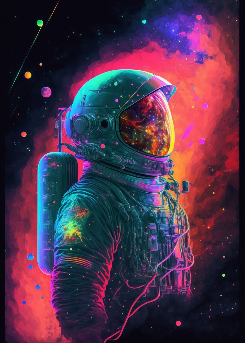 'Colorful Astronaut Space' Poster, picture, metal print, paint by ...