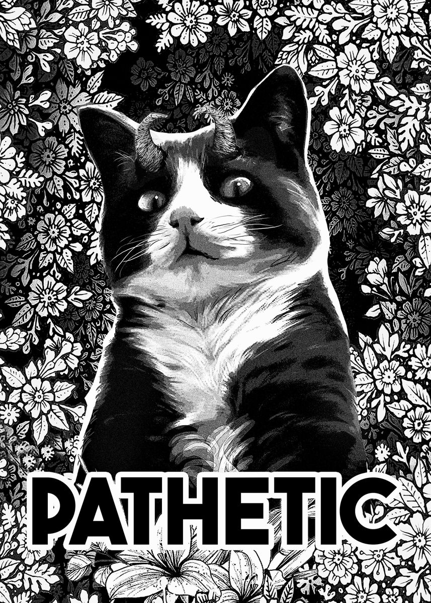 'Pathetic Funny Manga Cat' Poster, picture, metal print, paint by Anass ...