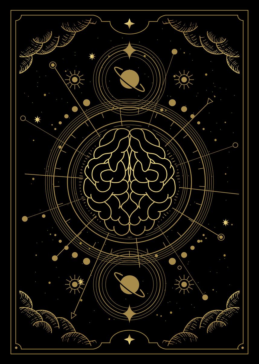 'Tarot brain galaxy' Poster, picture, metal print, paint by Michael ...