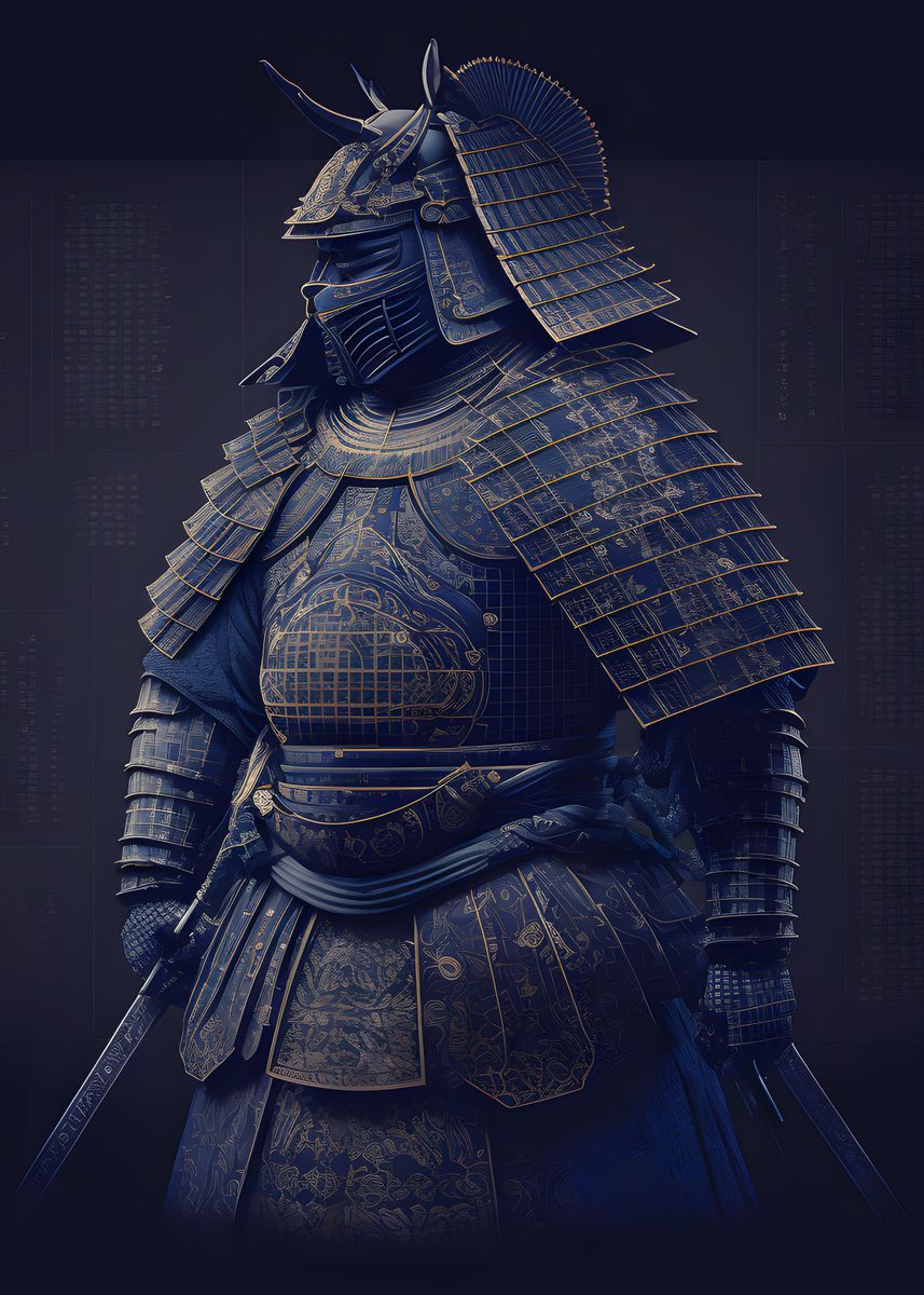 'Samurai Warrior blueprint' Poster, picture, metal print, paint by ...