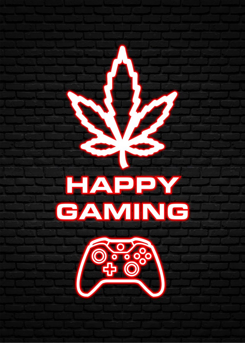 'happy gaming' Poster, picture, metal print, paint by Exclusive Metal ...