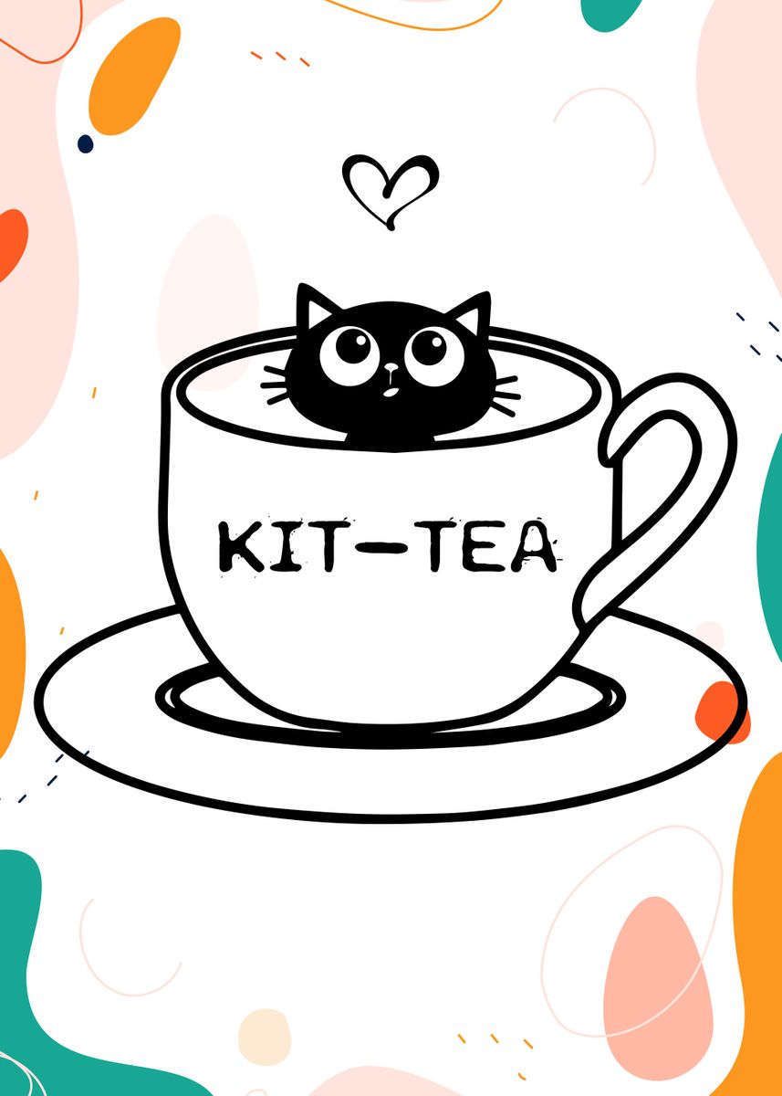 'Kit Tea' Poster, picture, metal print, paint by crbn design | Displate