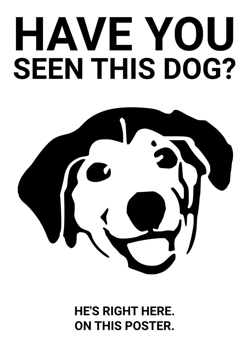 'HAVE YOU SEEN THIS DOG 2' Poster, picture, metal print, paint by ...