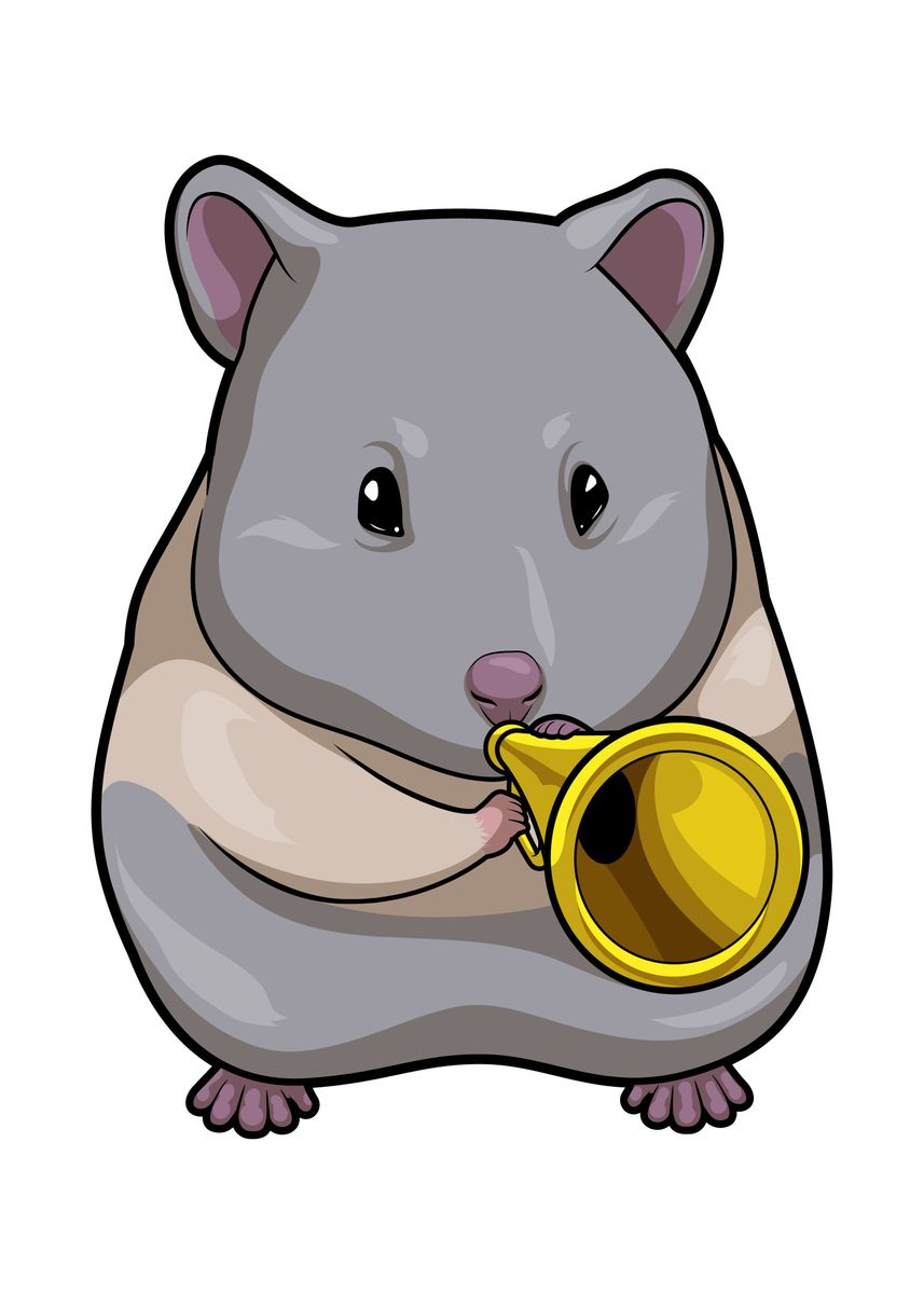 'Hamster Musician Trumpet' Poster, picture, metal print, paint by ...