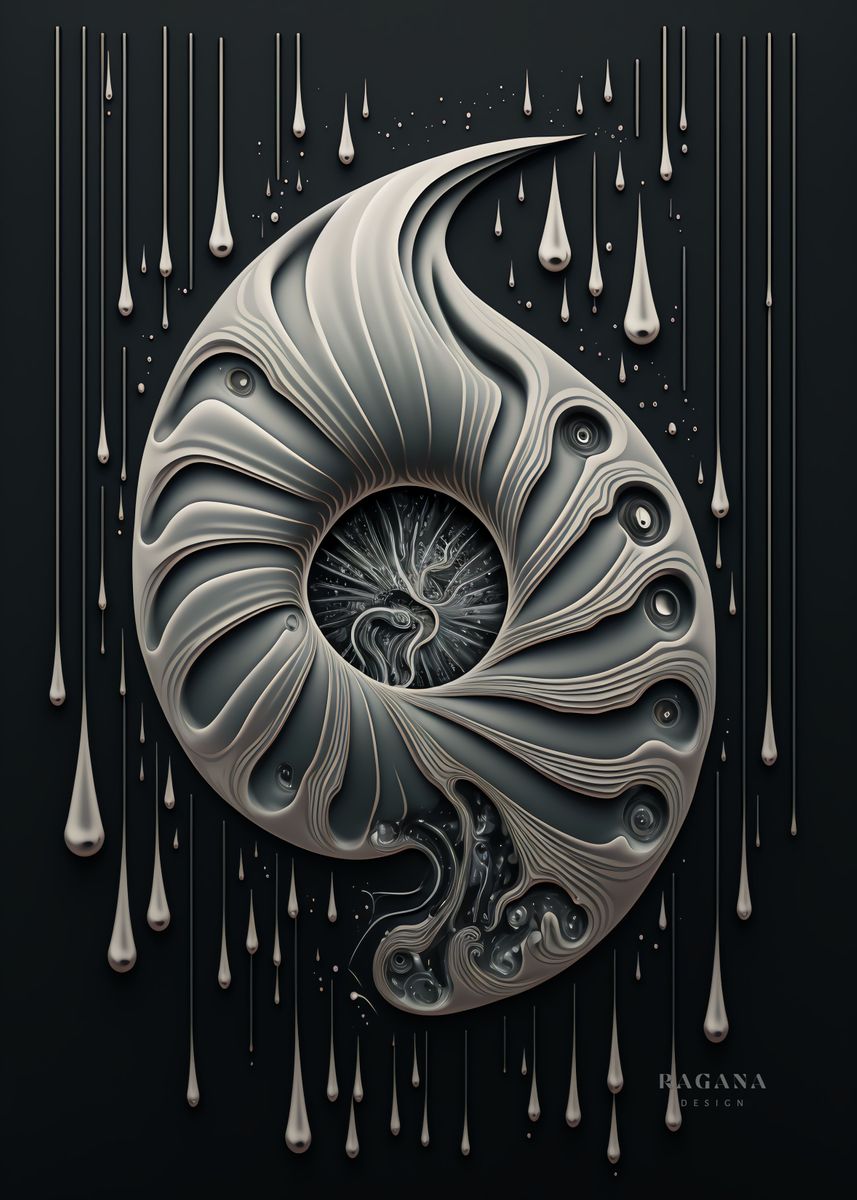 'Silver Fibonacci ' Poster, picture, metal print, paint by RAGANA ...