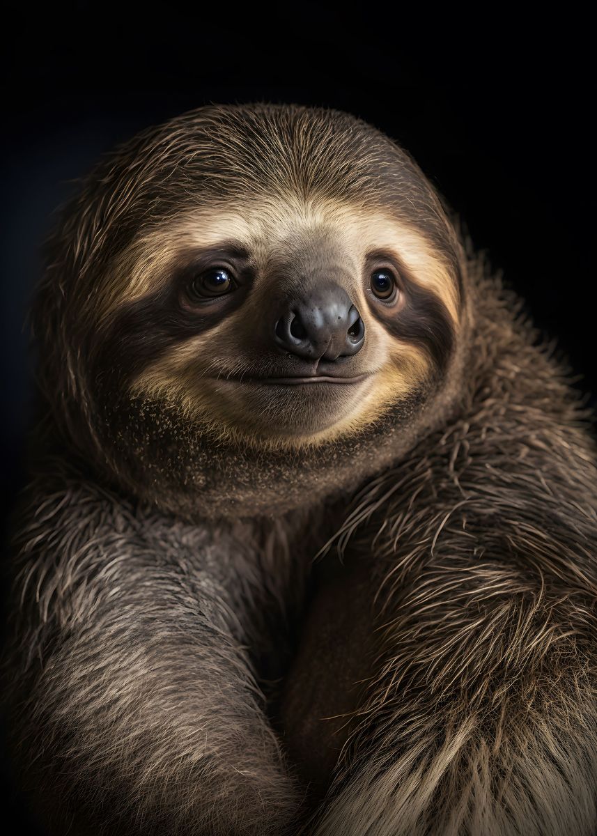 'Sloth Portrait' Poster, picture, metal print, paint by David Godbehere ...