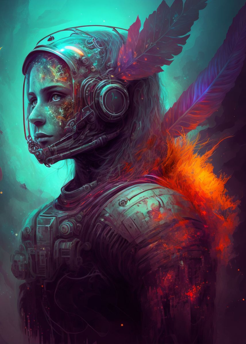 'Astronaut Lady' Poster, picture, metal print, paint by Cybronauts ...