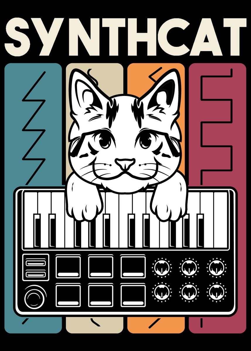 'Synth Cat Modular' Poster, picture, metal print, paint by ...