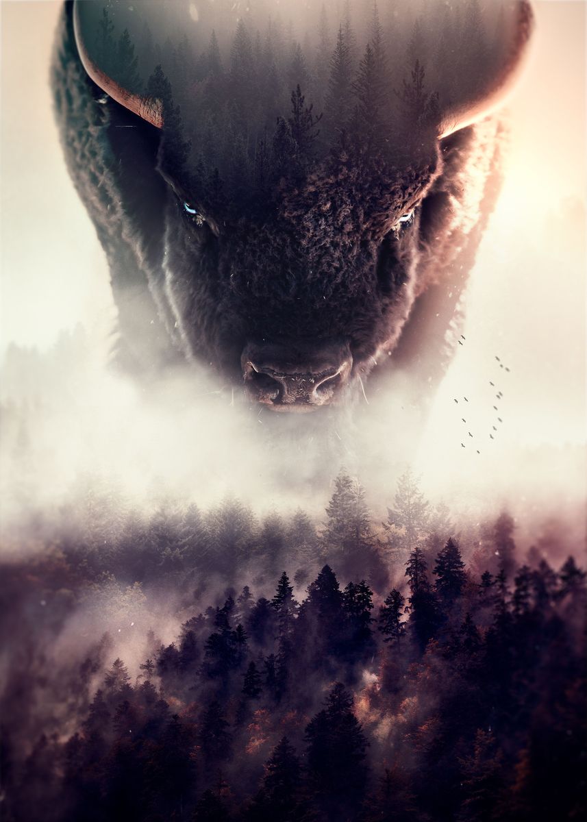 'Mighty Bison' Poster, picture, metal print, paint by Patryk ...