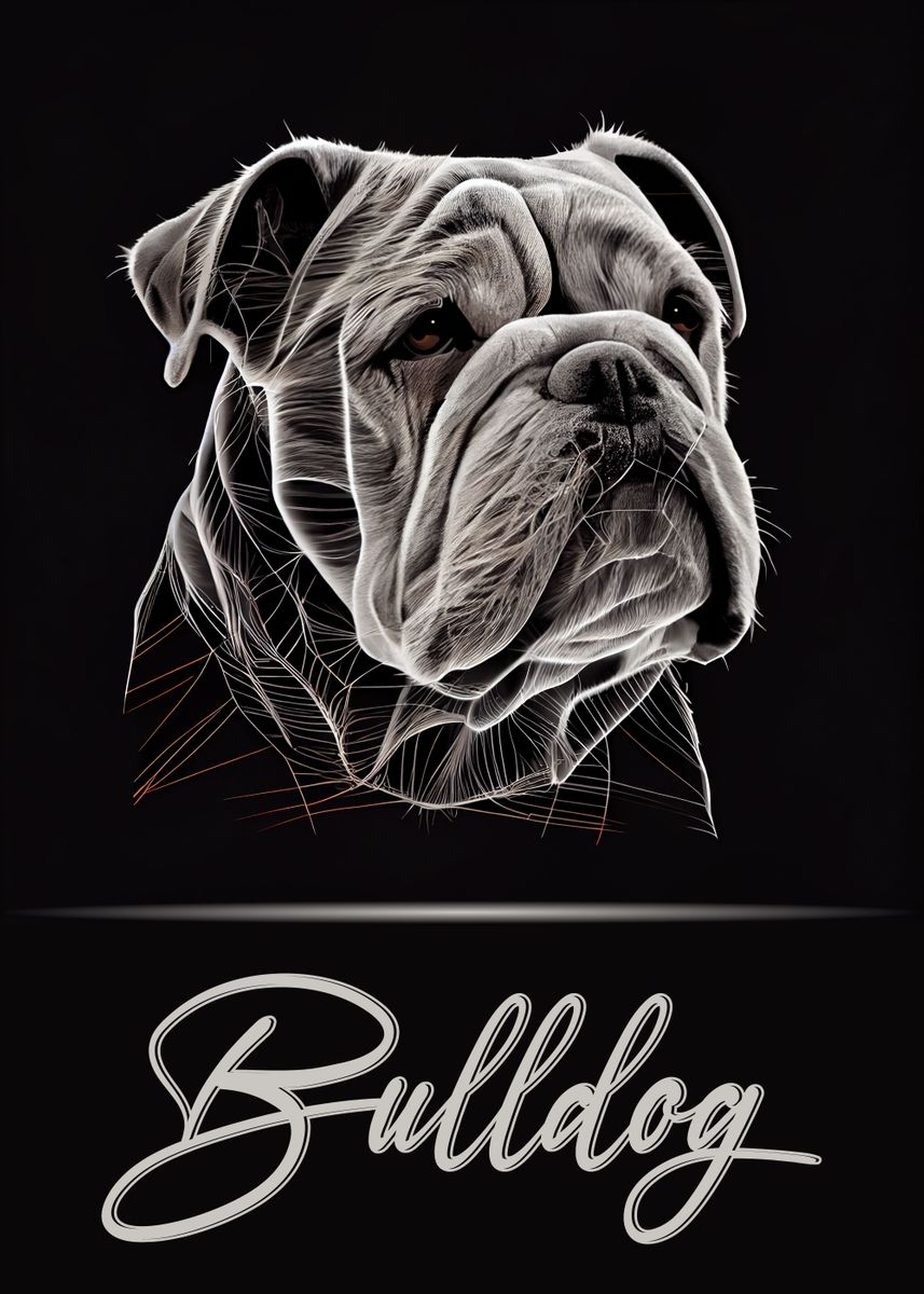 'Bulldog Portrait' Poster, picture, metal print, paint by Artistic ...