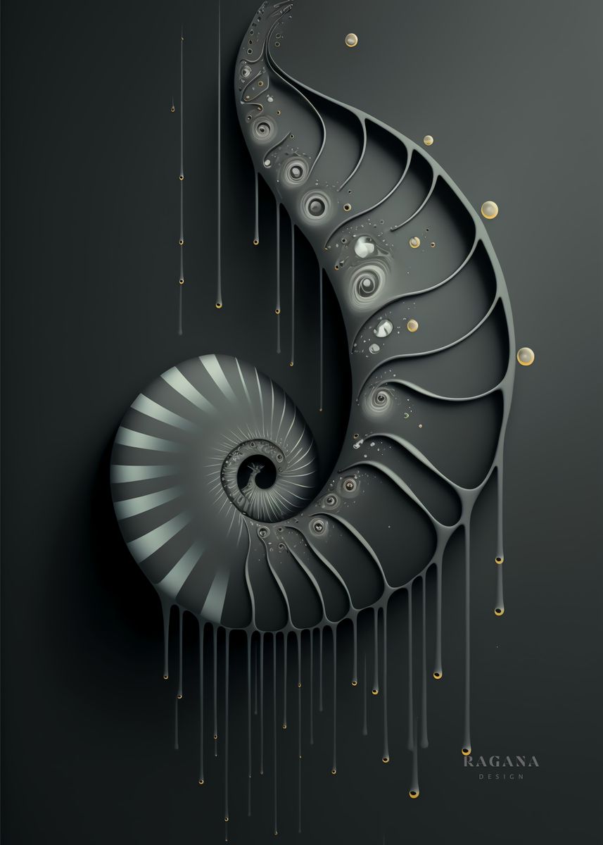 'Silver Fibonacci ' Poster, picture, metal print, paint by RAGANA ...