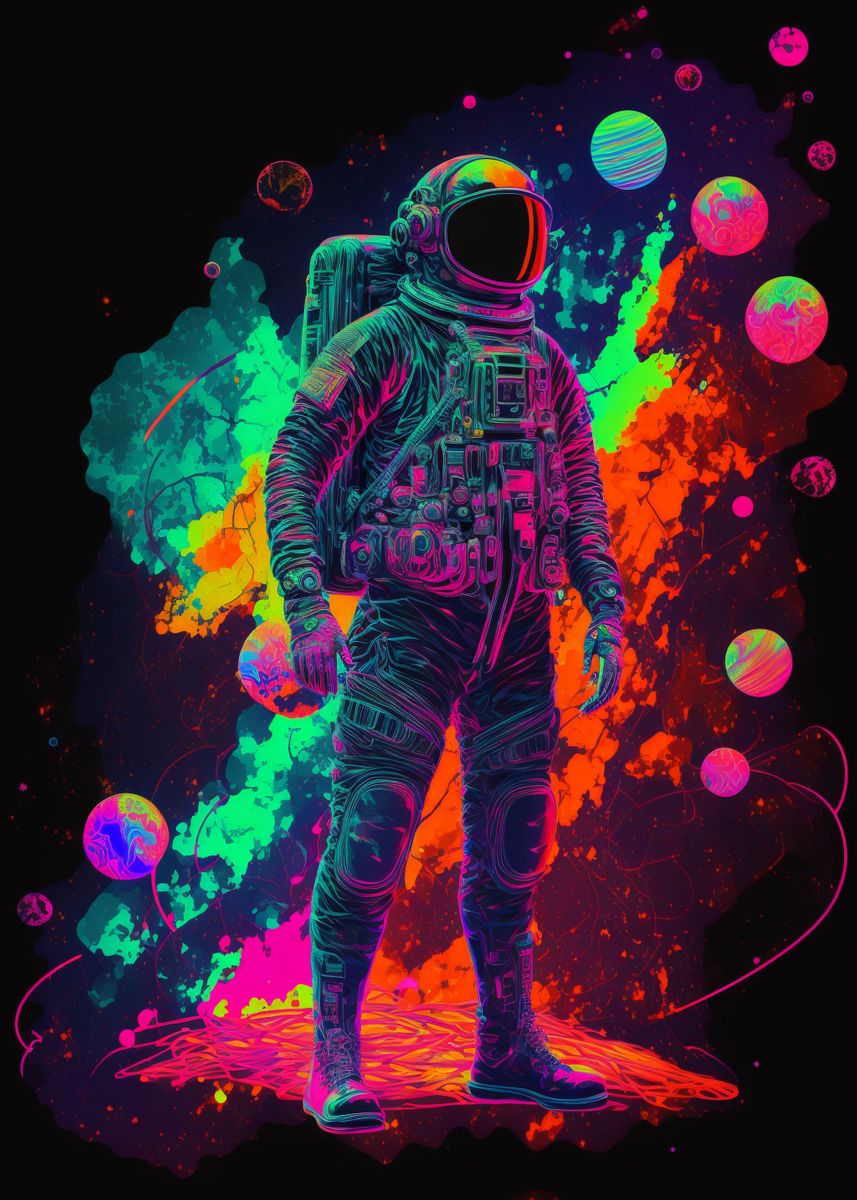 'Watercolored Astronaut' Poster, picture, metal print, paint by ...