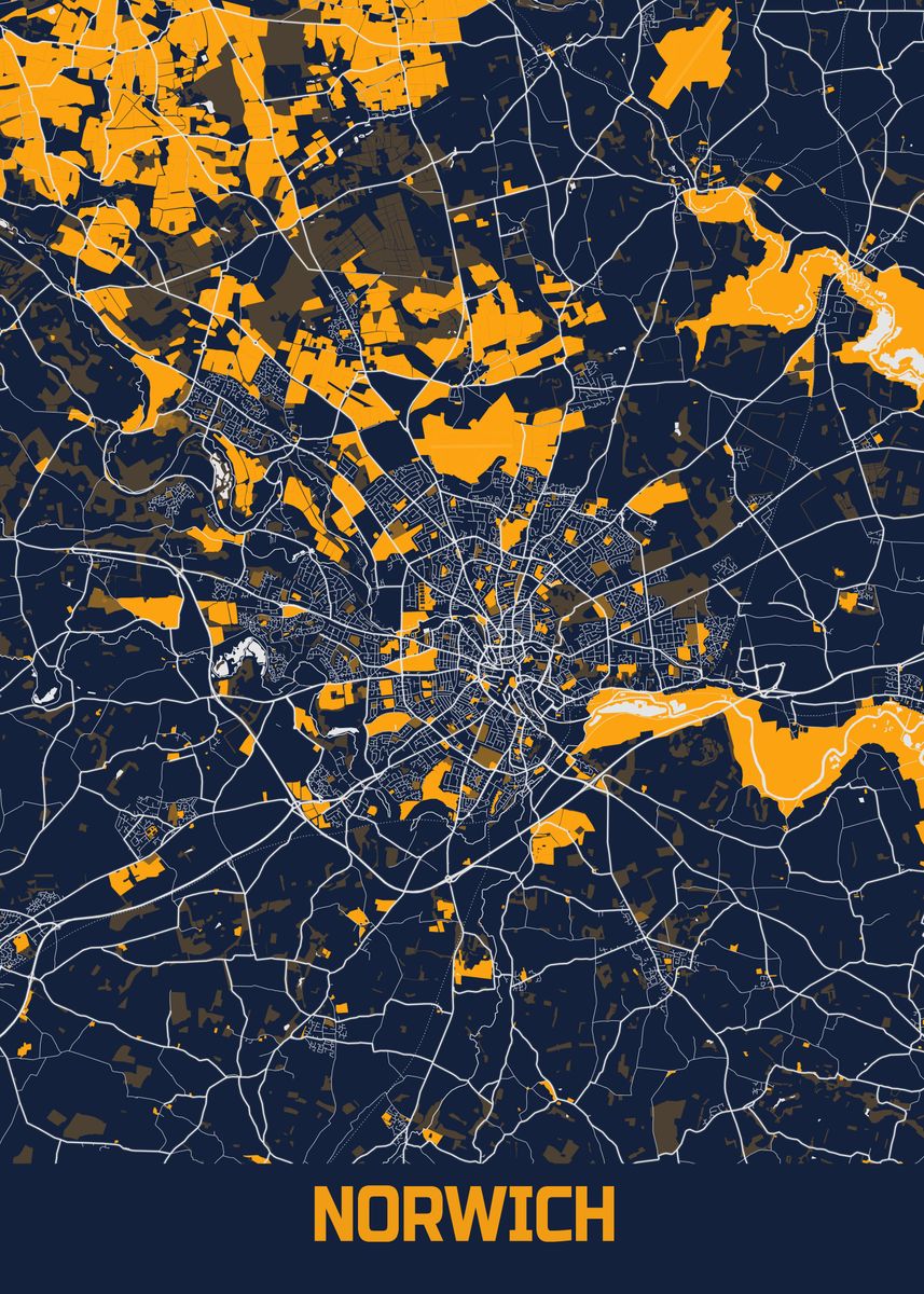 'Norwich City Map' Poster by Nae | Displate