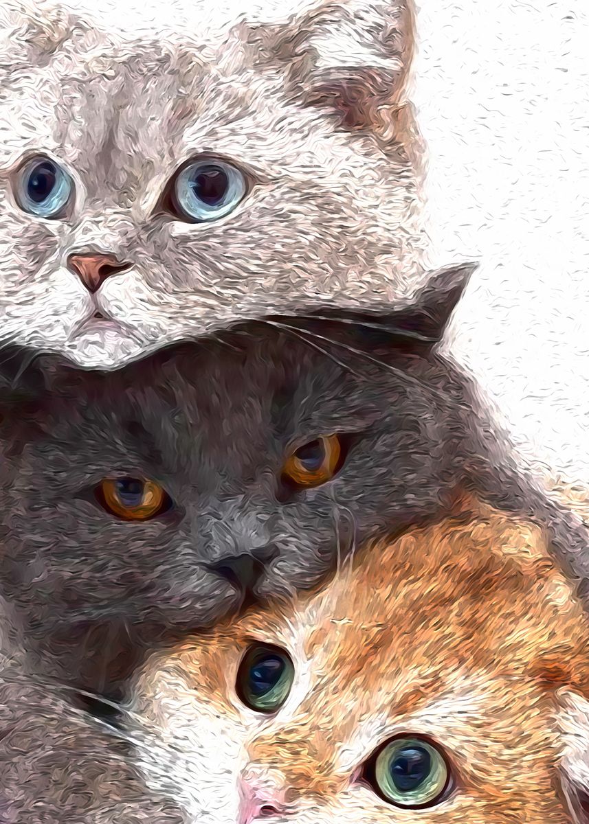 'Cat' Poster, picture, metal print, paint by Muhammad Renaldy | Displate
