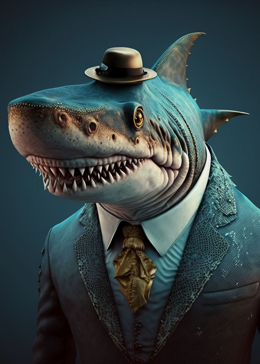 'Shark' Poster, picture, metal print, paint by Oleksandr Kovalov | Displate