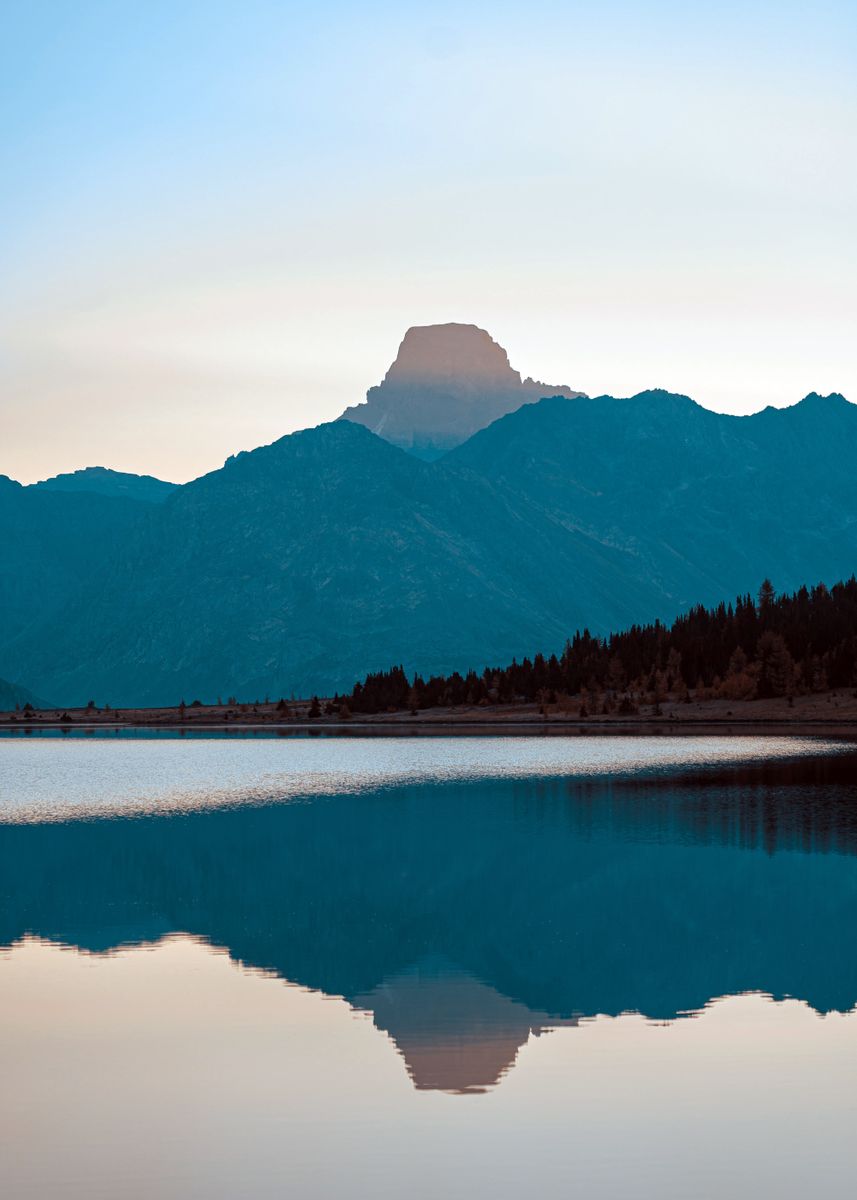 'Blue Mountains at Lake' Poster, picture, metal print, paint by Max ...
