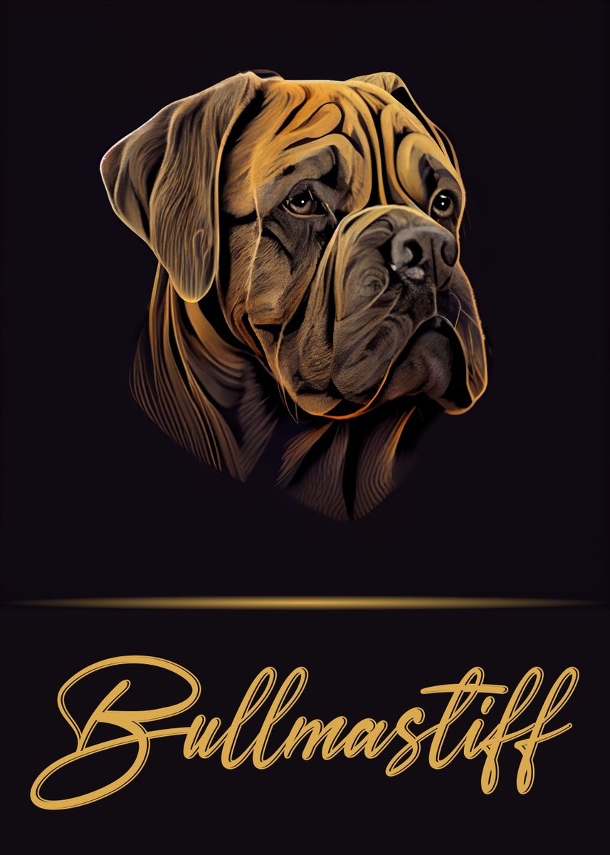 'Bullmastiff Portrait' Poster by Artistic Paradigms | Displate