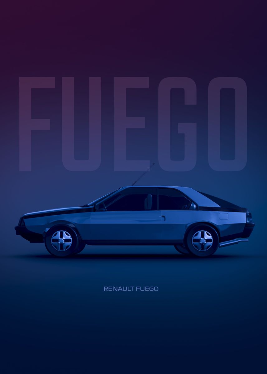 'Renault Fuego' Poster, picture, metal print, paint by Basues | Displate