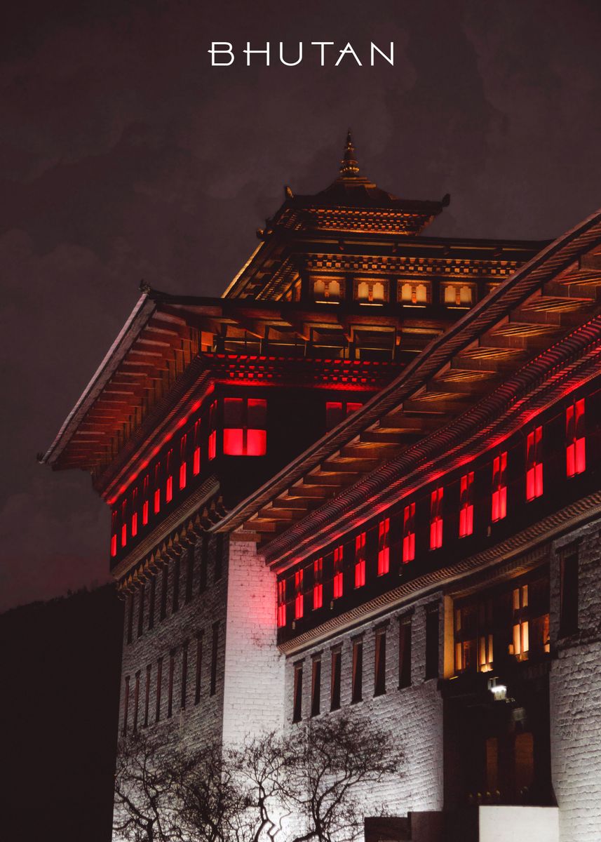 'Bhutan ' Poster, picture, metal print, paint by Famous City | Displate