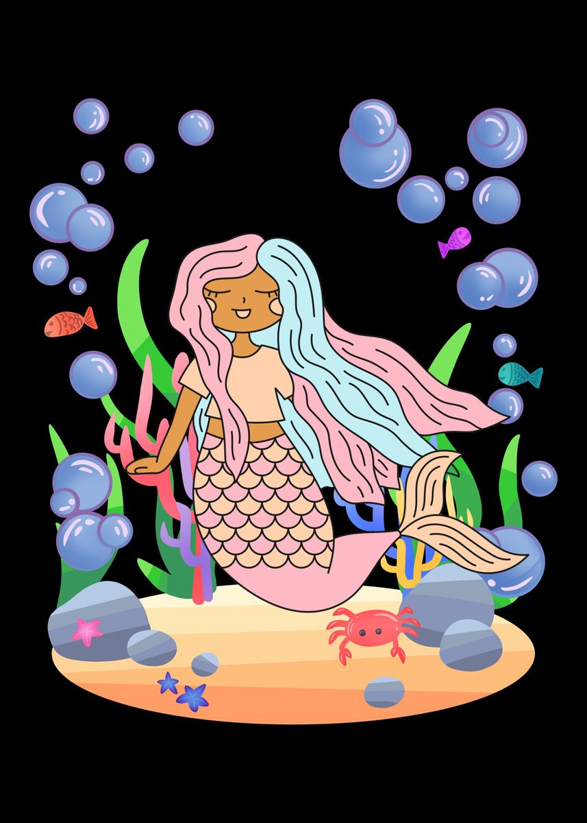 'Mermaid water mythical cre' Poster, picture, metal print, paint by ...