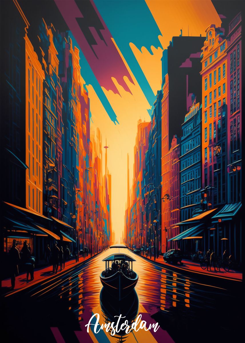 'Artsy Amsterdam 2' Poster, picture, metal print, paint by BnWDesigner | Displate