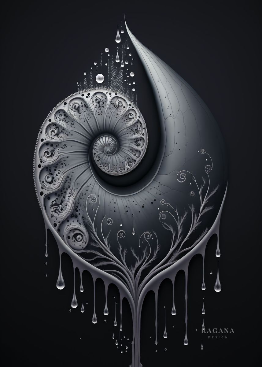 'Silver Fibonacci ' Poster, picture, metal print, paint by RAGANA ...