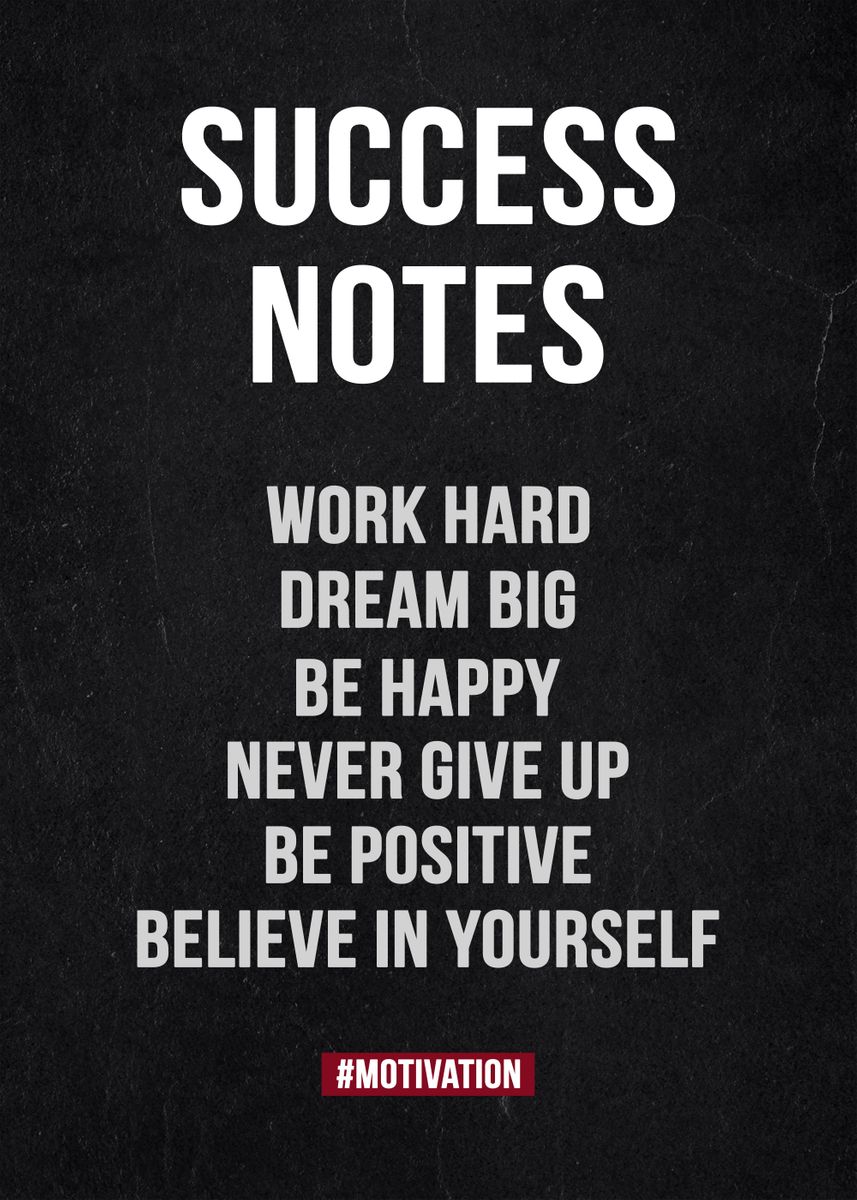 'Success note' Poster, picture, metal print, paint by Motivation ...