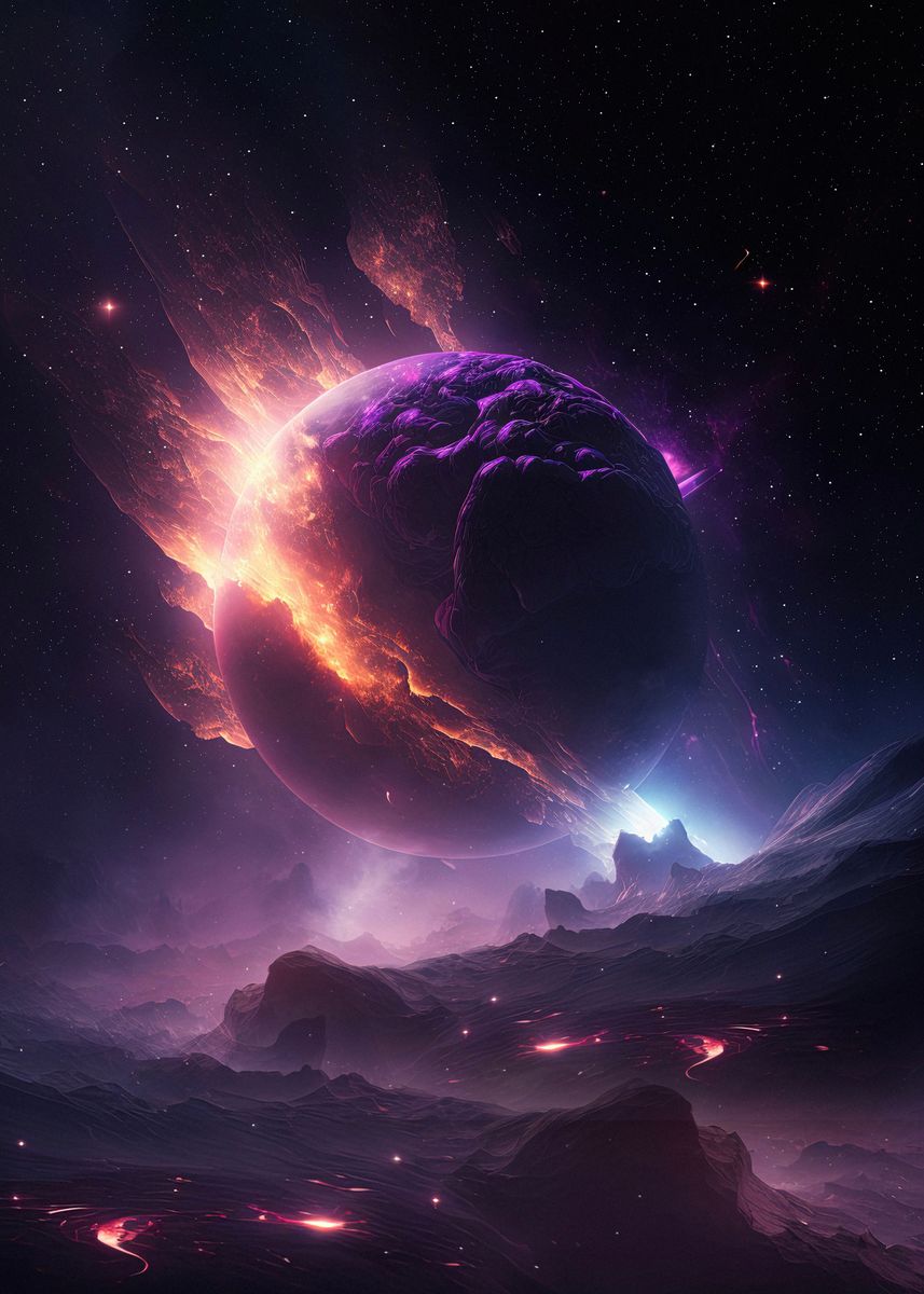 'Death of a planet' Poster, picture, metal print, paint by Broken ...