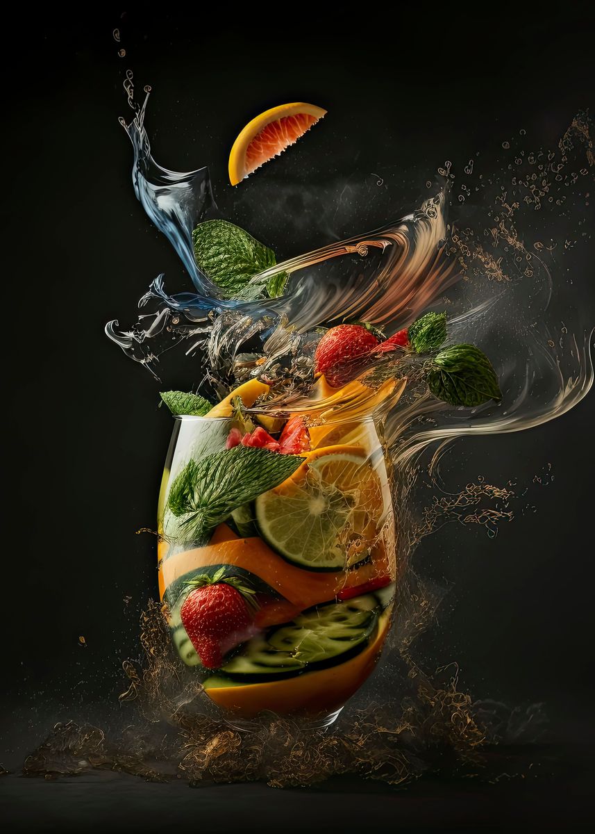 'Pimms Fruit Blast Cocktail' Poster, picture, metal print, paint by ...