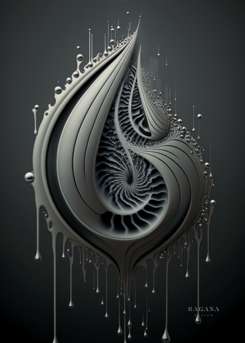 'Silver Fibonacci ' Poster, picture, metal print, paint by RAGANA ...