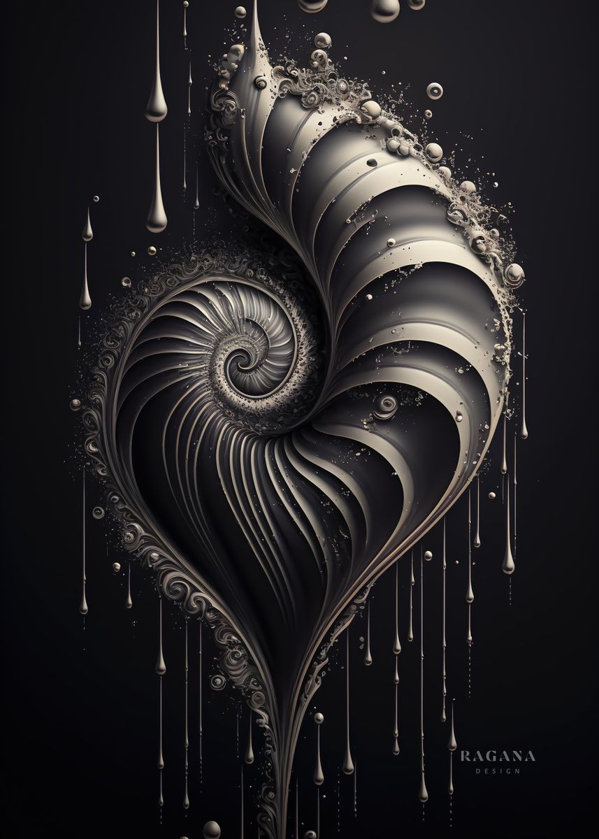 'Silver Fibonacci ' Poster, picture, metal print, paint by RAGANA ...