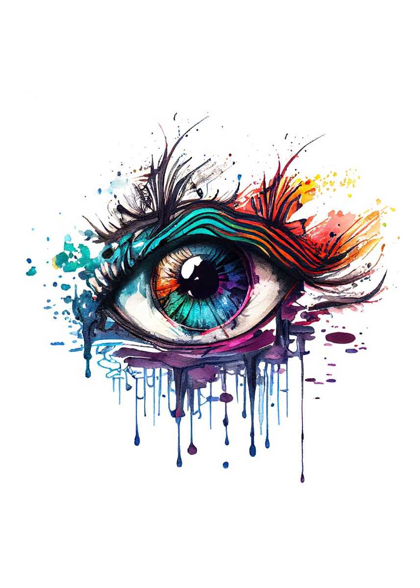'Crying Eye' Poster, picture, metal print, paint by urbanbuzz | Displate