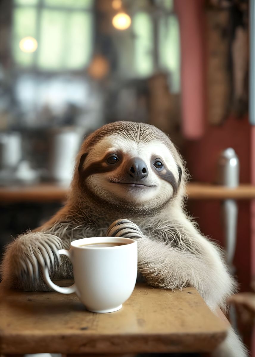'Morning Sloth' Poster, picture, metal print, paint by David Godbehere ...