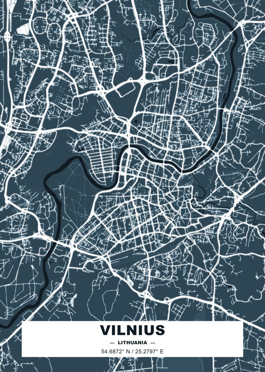 'Vilnius' Poster, picture, metal print, paint by Bo Kev | Displate