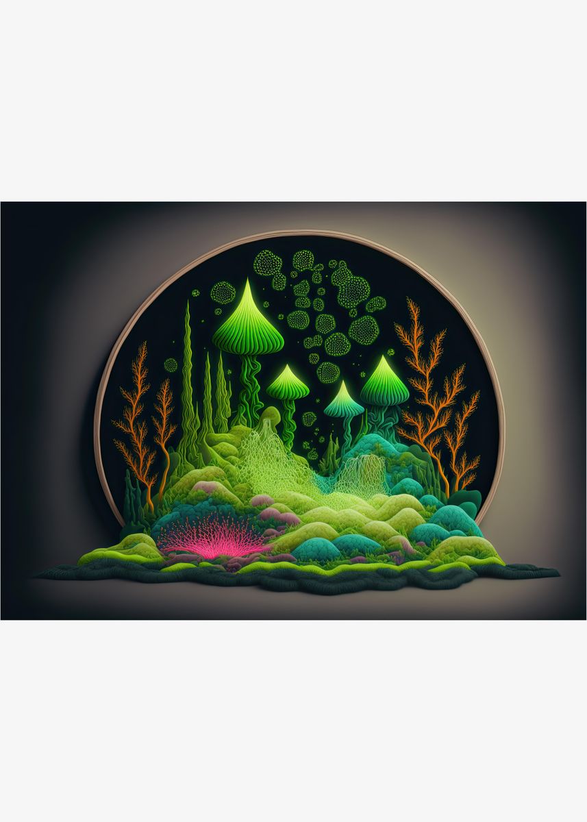 'Abstract Mushroom' Poster, picture, metal print, paint by ...