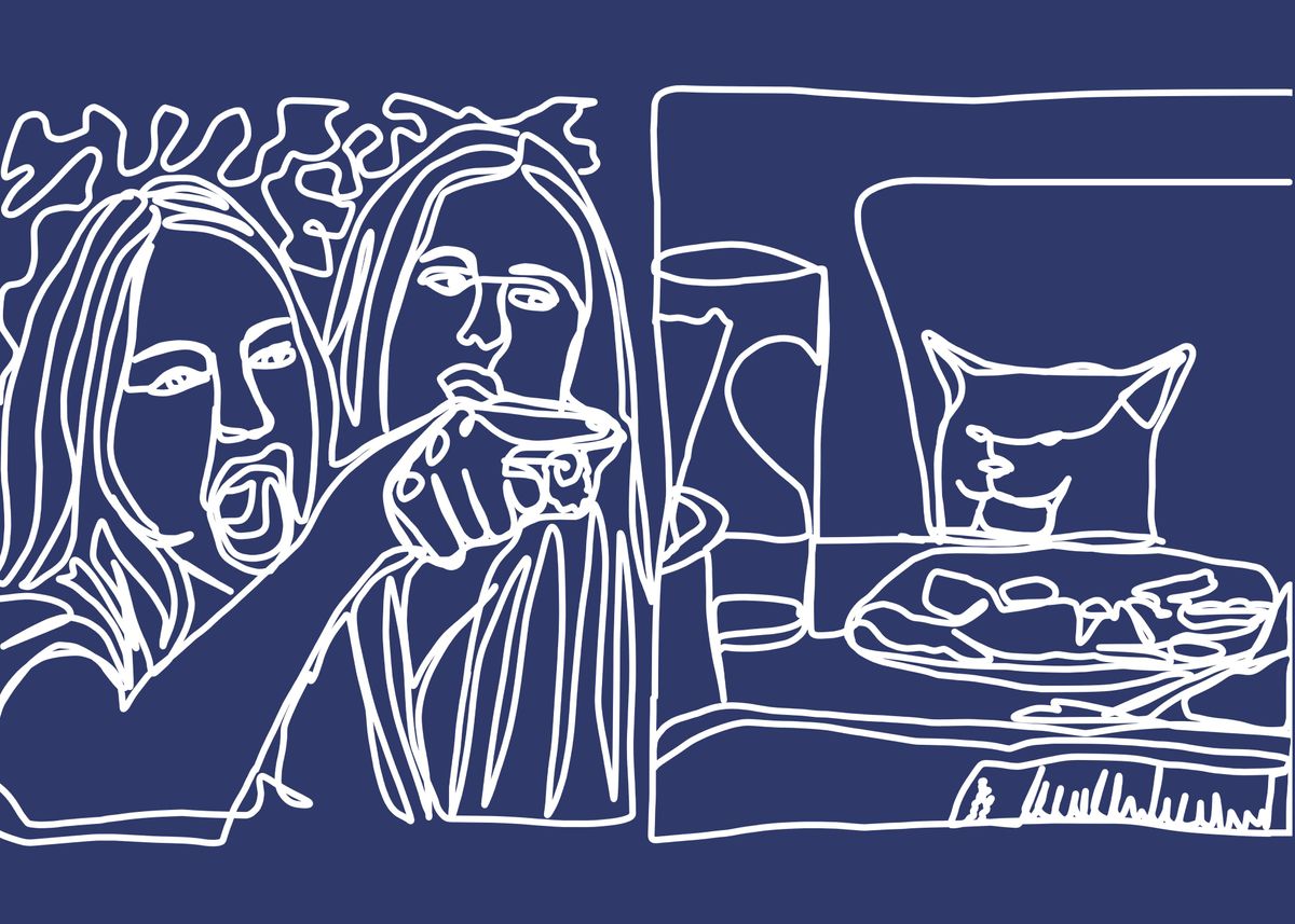 'Woman Yelling at Cat White' Poster by ellenhenryart | Displate