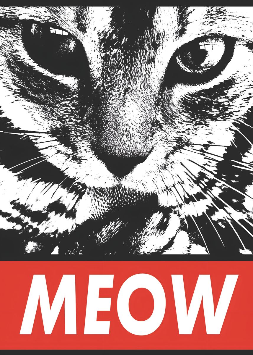 'Meow' Poster, picture, metal print, paint by crbn design | Displate
